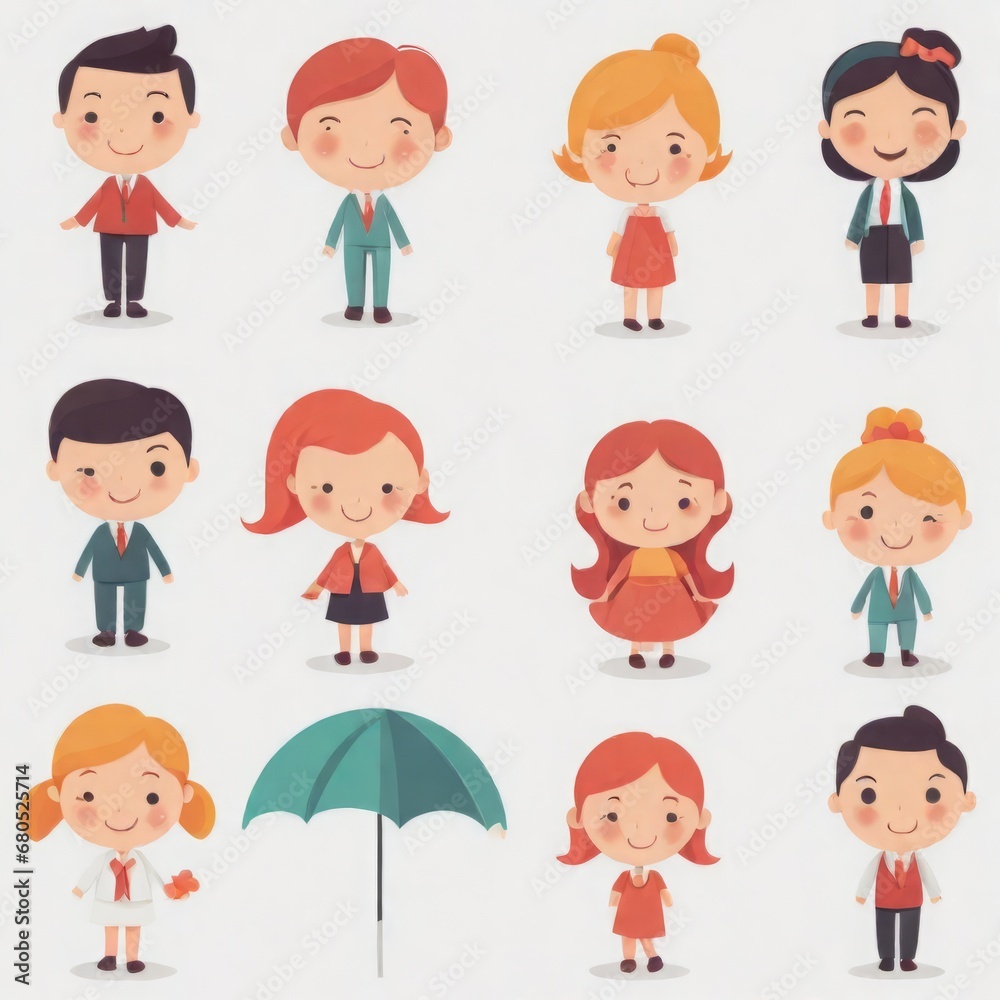 vector set of flat cartoon people. vector set of flat cartoon people ...