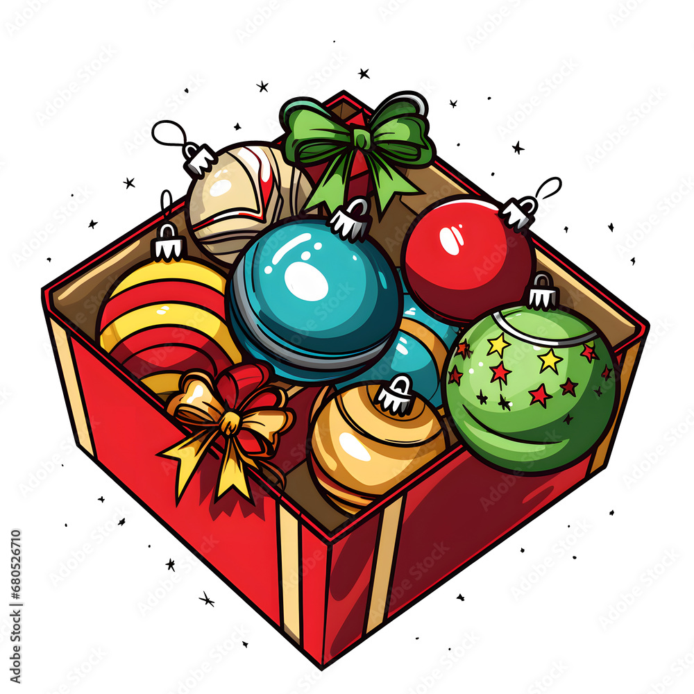clipart of Christmas ornaments in a box, christmas clipart, x-mas ...