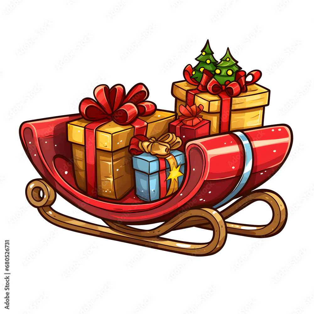 clipart of Sleigh with presents, christmas clipart, x-mas, holiday ...