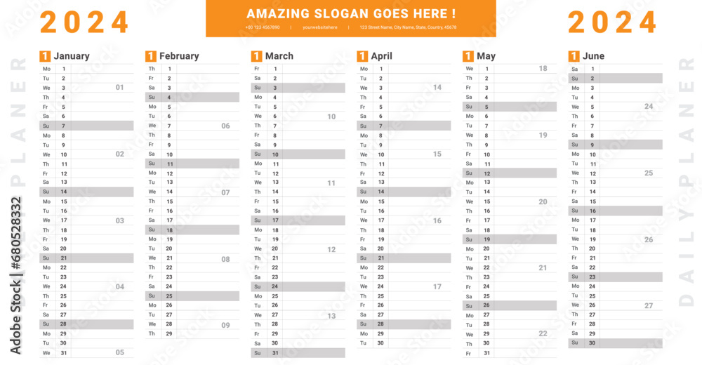 Monthly Planner 2024 Layout, Daily, weekly, monthly planner template ...