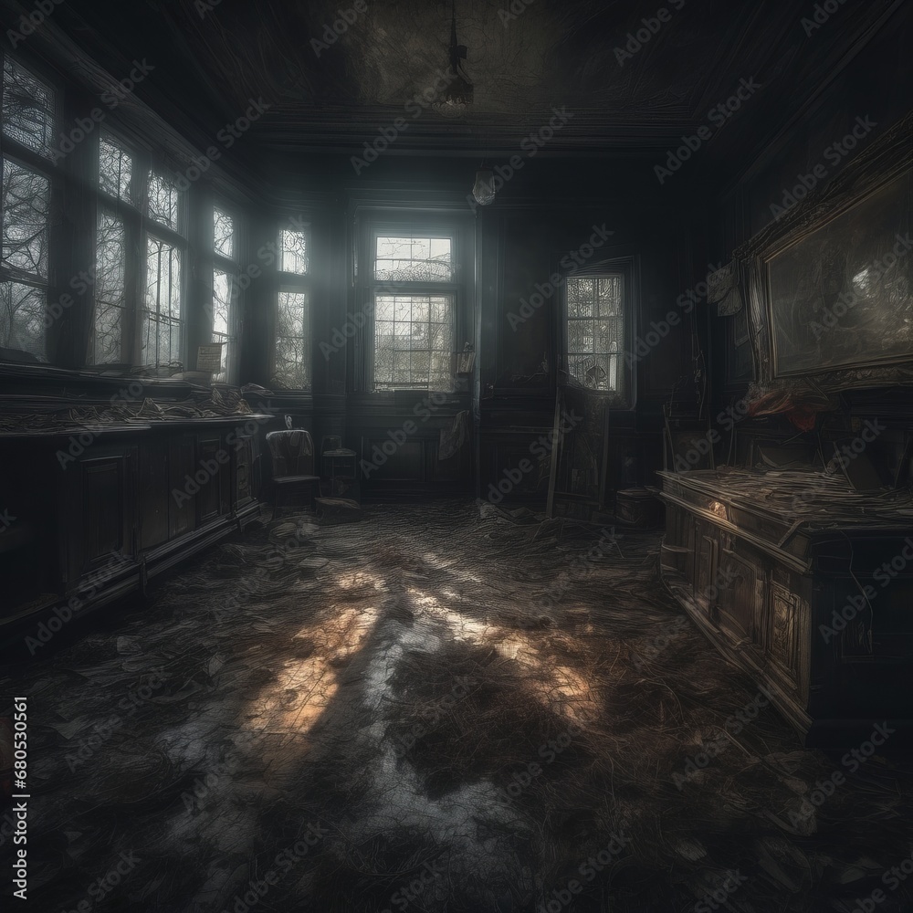 old abandoned house interior, 3d illustration old abandoned house ...