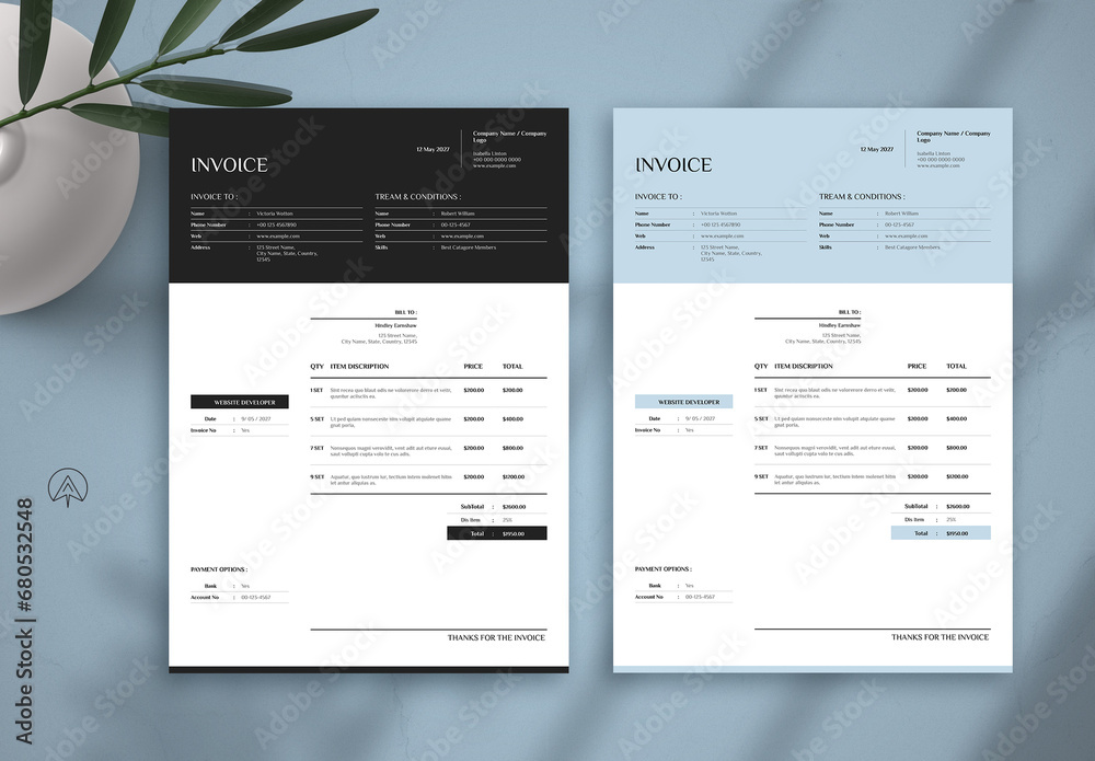 Invoice Layout Stock Template | Adobe Stock
