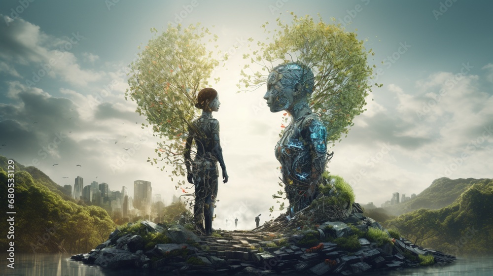 AI-driven figures representing a shared commitment to safeguarding the ...