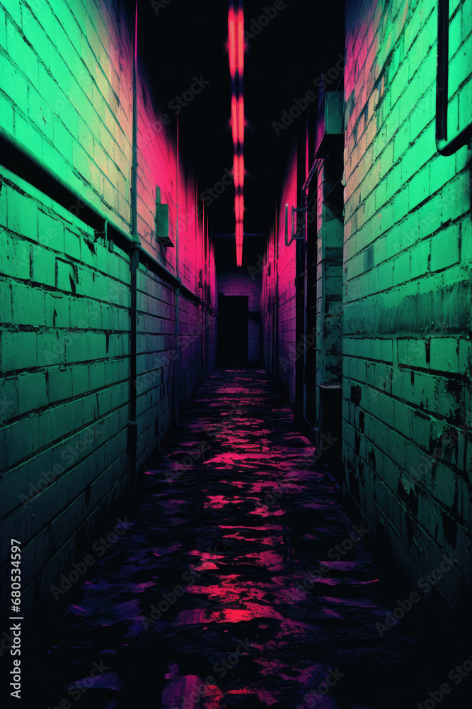 Haunted Midnight Prison Corridor, Weird Mixed Medias VHS art Stock ...