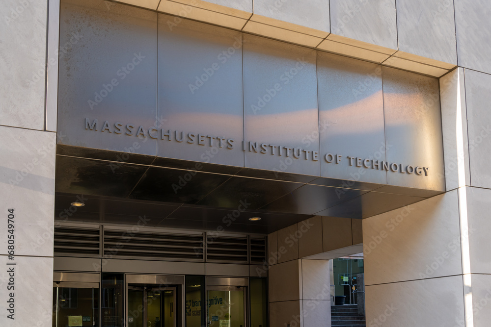 Massachusetts Institute of Technology (MIT) sign on the building in ...
