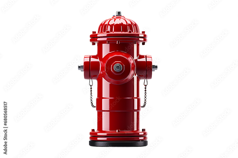 Cute avatar 3D image of red metallic reflective fire hydrant, isolate ...