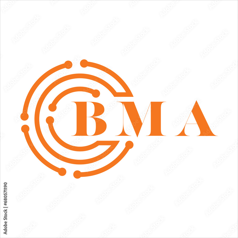 BMA letter design. BMA letter technology logo design on white background. BMA Monogram logo ...