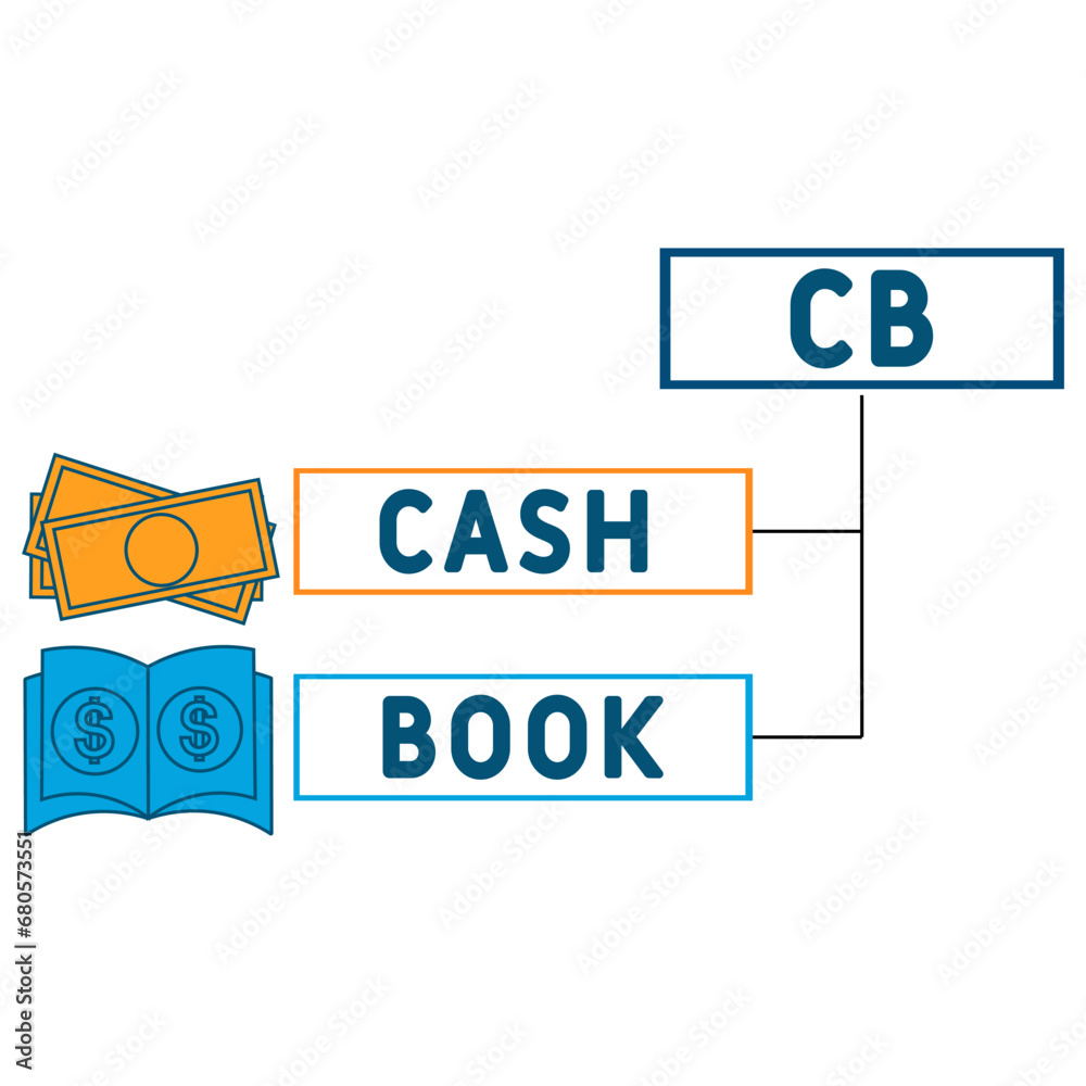 CB - Cash book acronym. business concept background. vector ...