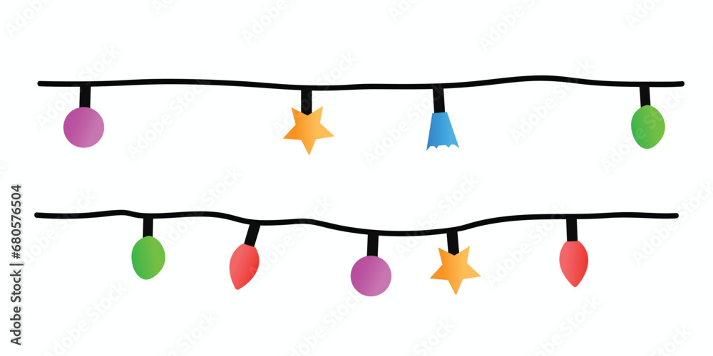 Christmas lights clipart vector illustration Stock Vector | Adobe Stock