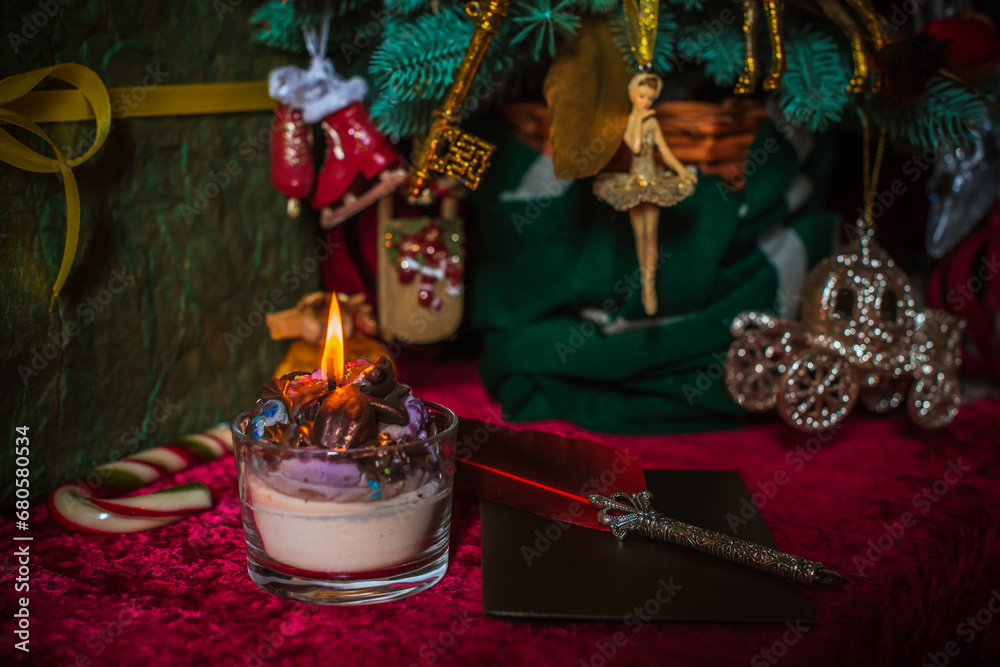 Rite on Christmas, wicca or pagan energy magic. Christmas eve ...