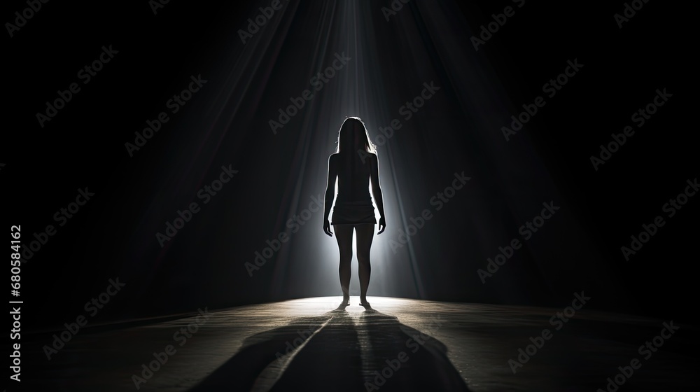 A symbolic representation of shame, featuring a figure standing in a ...