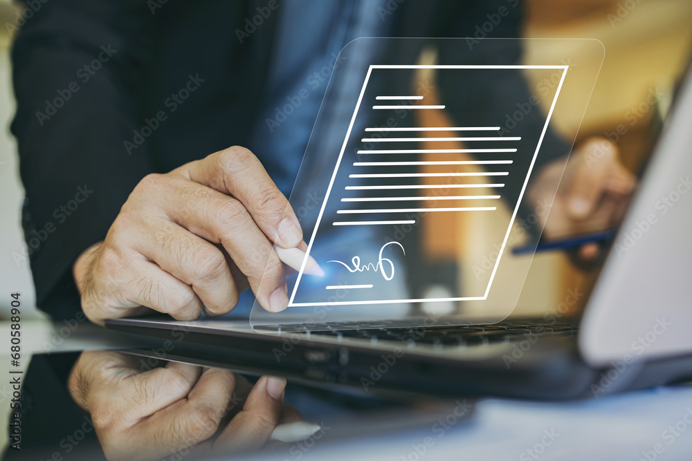 E-document management with e-signing. Electronic digital signature and paperless smart office ...