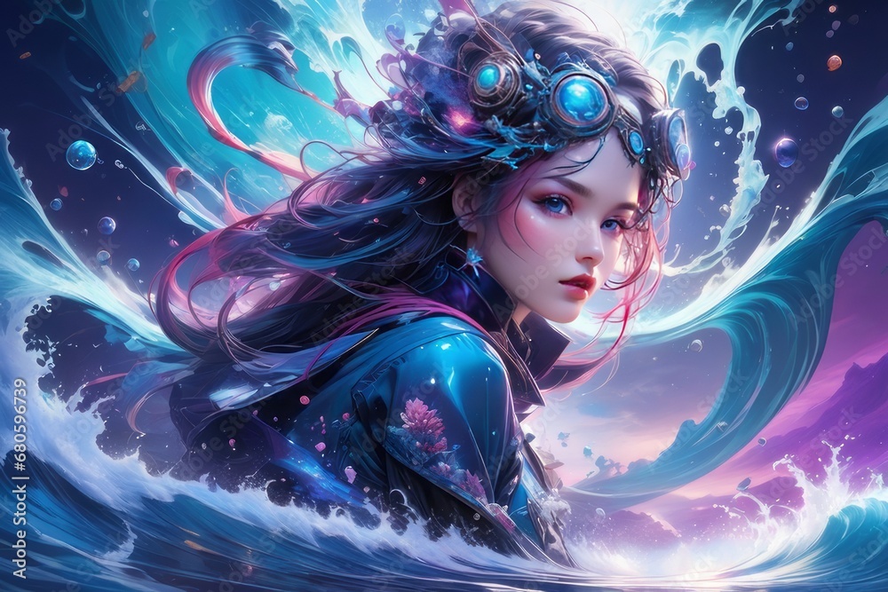 beautiful girl with a mermaid in the water beautiful girl with a ...