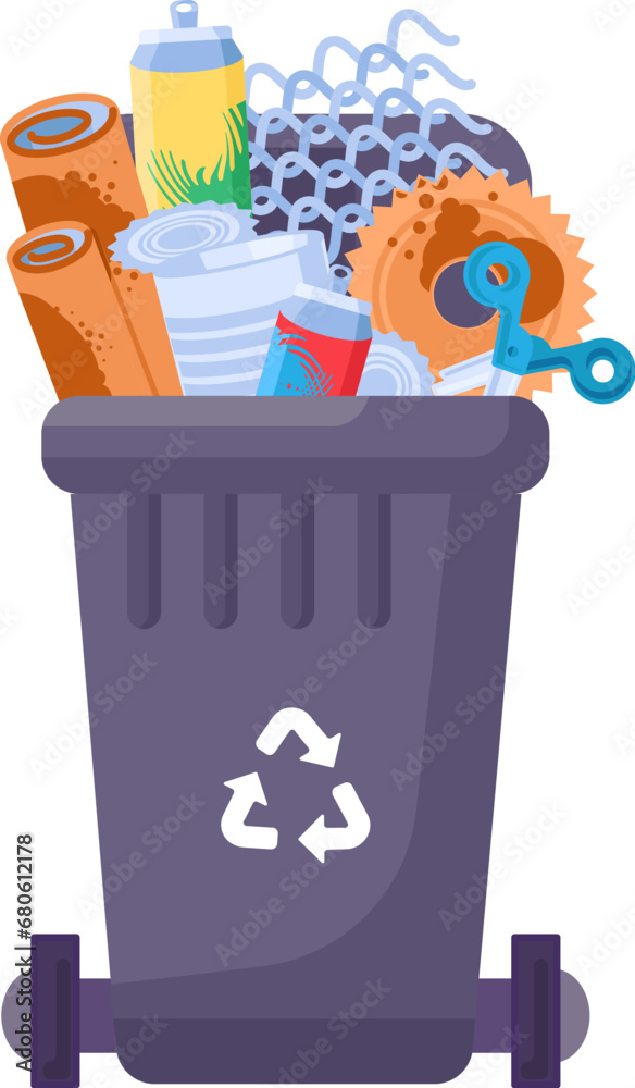 Open lid fulled container for storing, recycling and sorting used household metal waste ...