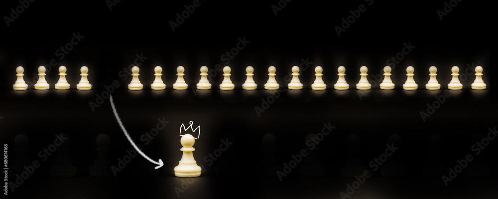 Brain and ideas can make different concept, Chess pawn with crown ...