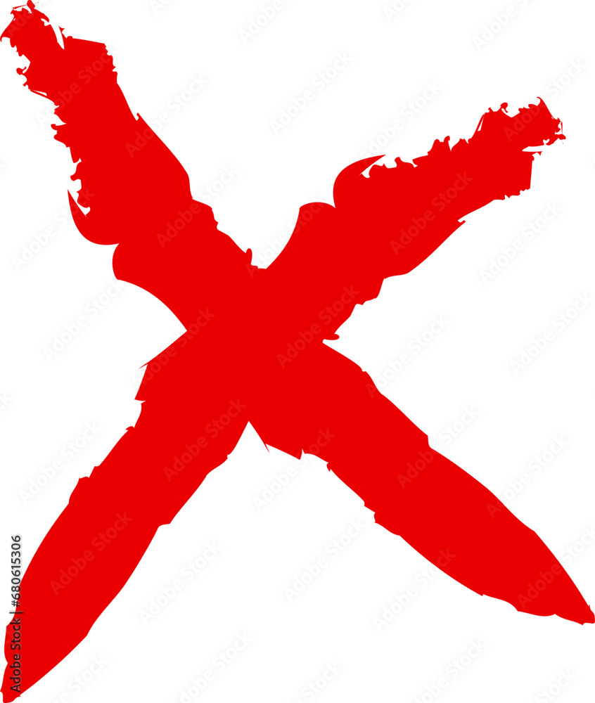 Red cross sign icon. Wrong mark stock icon. Red cross X symbol. Grunge ...