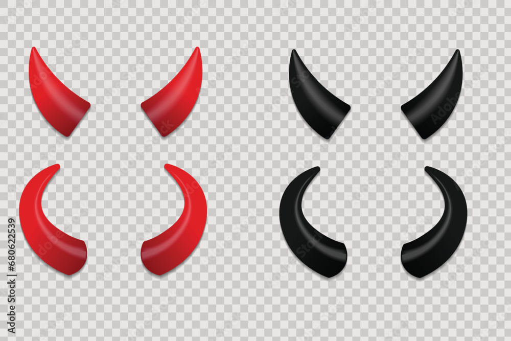 Red And Black Realistic devil horn vector. Devil horns accessory on ...