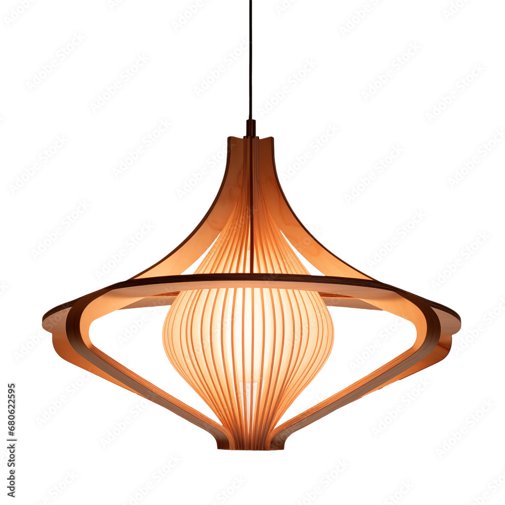 Wooden Minimal Ceiling lamp with shining light bulb, Japandi Style ...