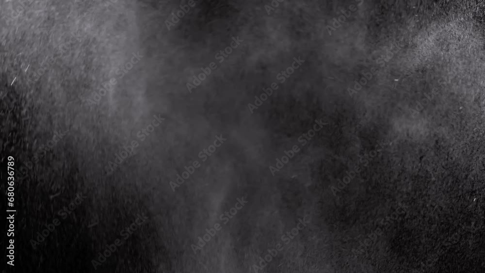Exploding Stream of Ice Water Drops, Dust in Empty Space on a Black ...