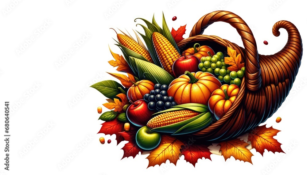 Bountiful cornucopia, brimming with the richness of fall harvest. The ...