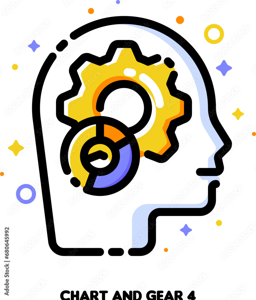 Chart and gear icon for concept of financial analysis with artificial ...