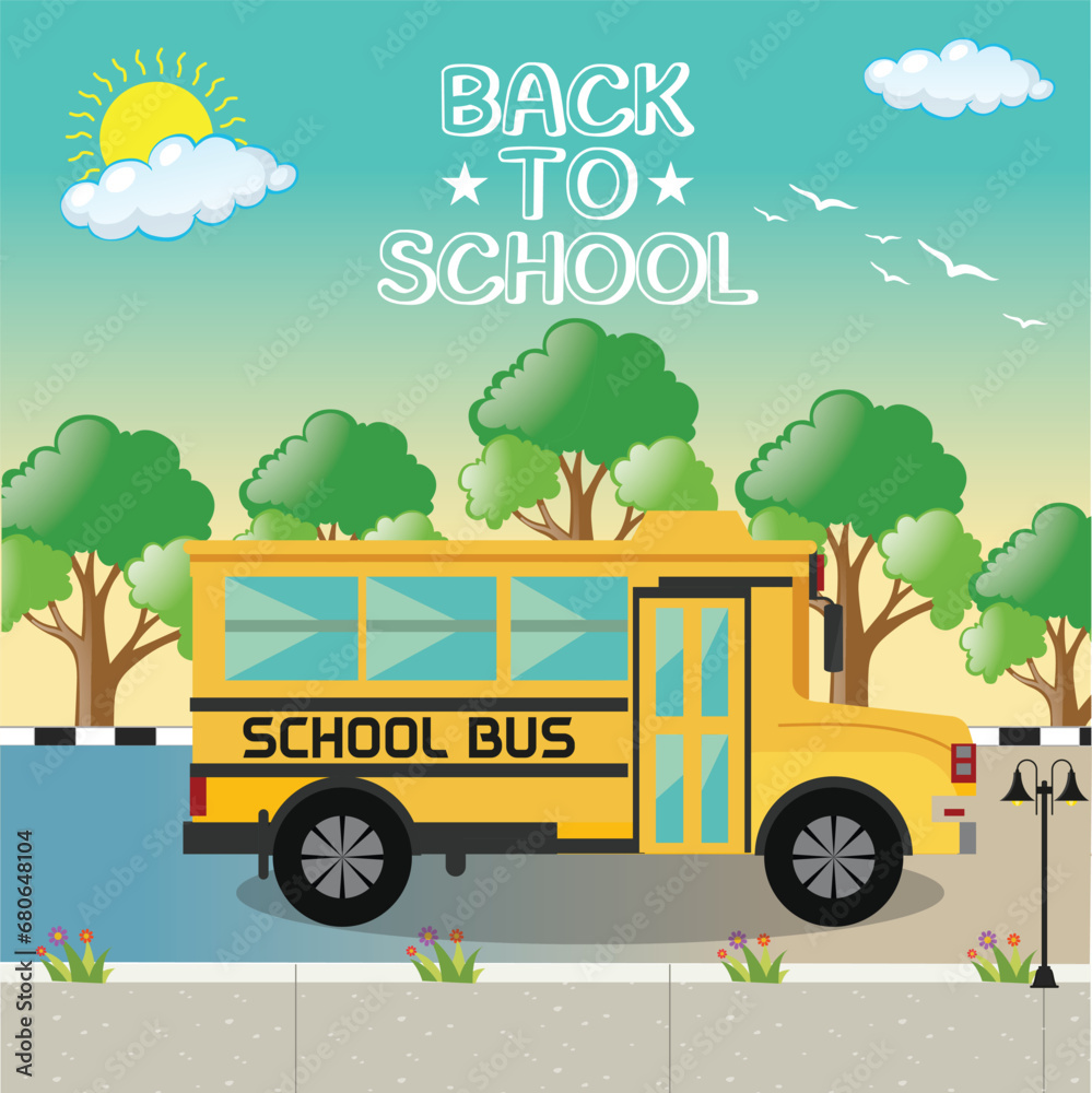Vetor de School bus. Back to school concept.Back to School Bus. back to ...
