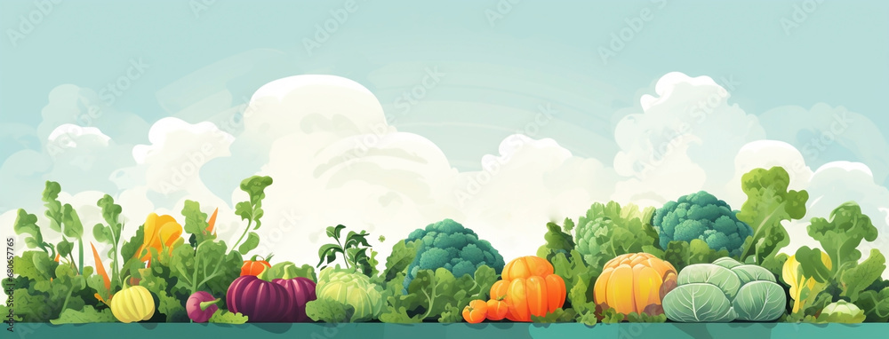 Flat side lay vegetarian day banner illustration of different types of ...