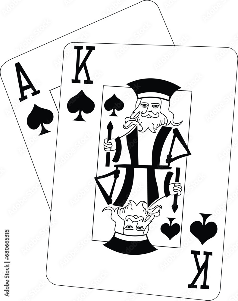 Cartoon Black And White Isolated Illustration Vector Of The Ace And