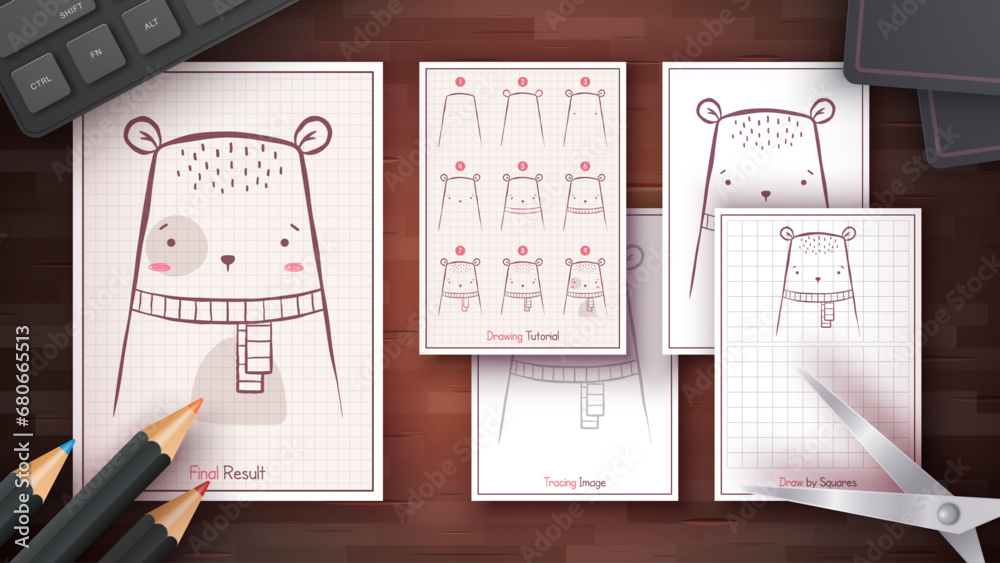 How to Draw a Polar Bear. Step by Step Drawing Tutorial. Draw Guide ...