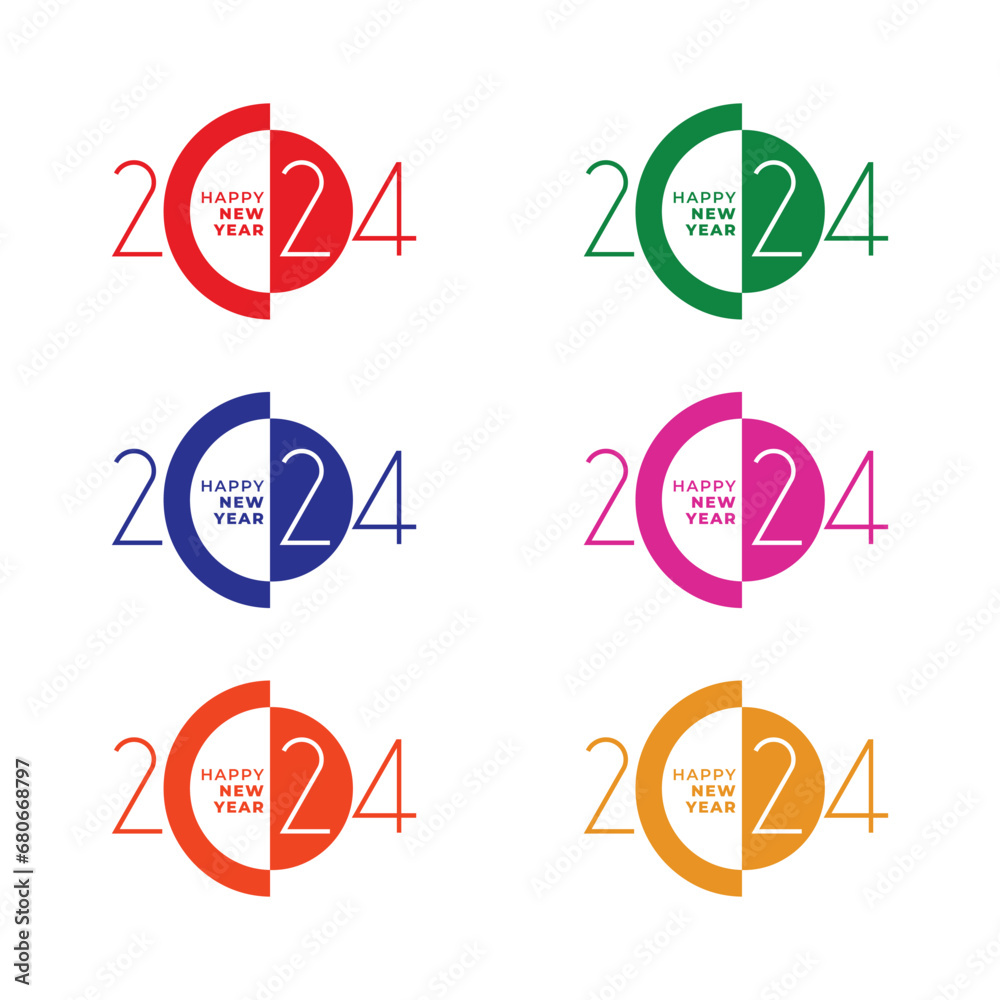 Set of happy New Year 2024 design icon. Premium vector design for ...