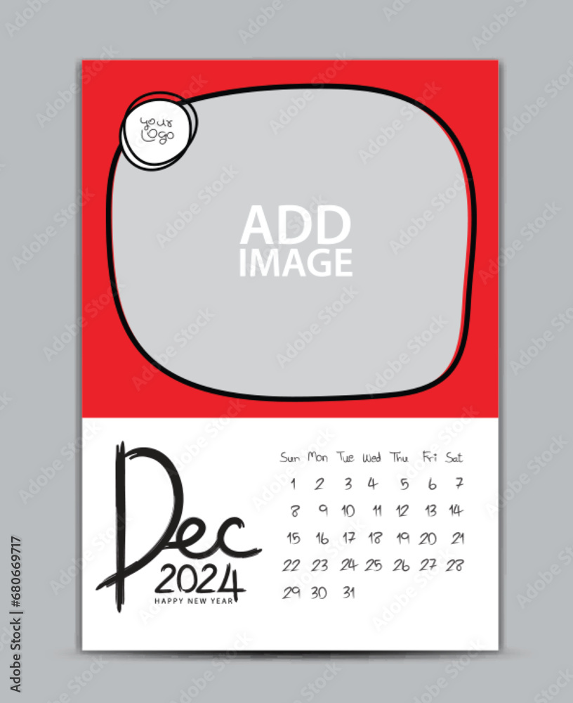 Calendar 2024 year design - December 2024, wall calendar 2024 year ...