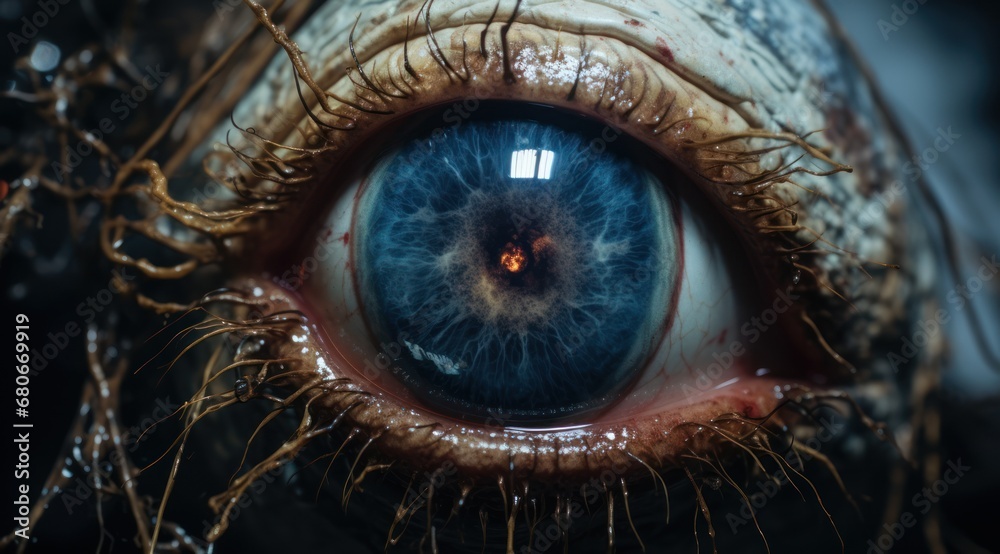 a close - up of a human eye showing the structure of the iris and the ...