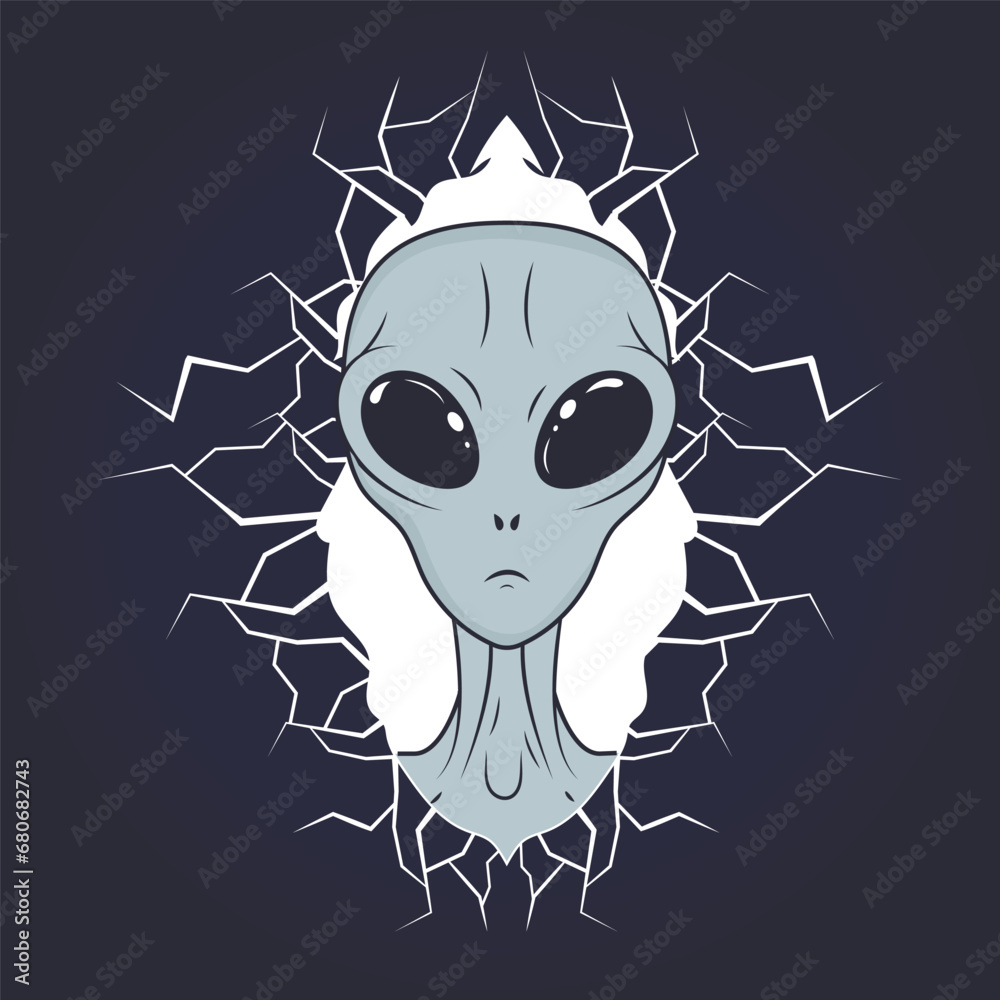 Evil alien who breaks through from outer space. Gradient. Vector ...