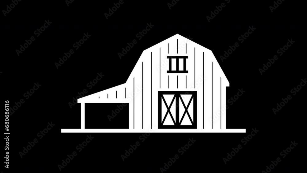 Rustic barn graphic animation. Alpha channel. Wooden shed or rural ...