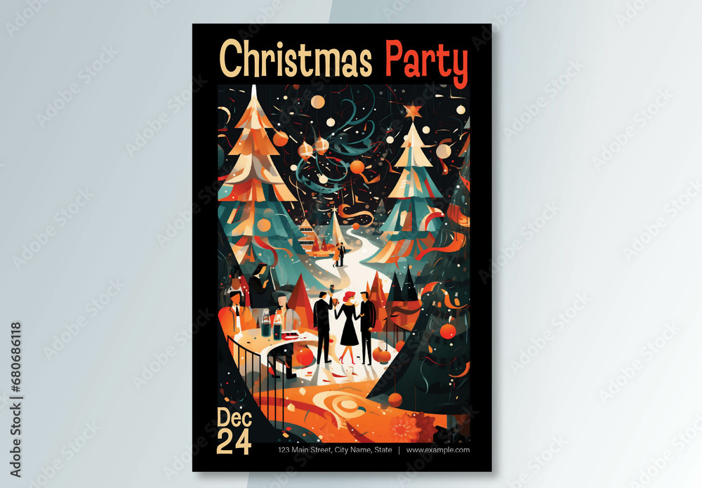 Modern Minimalistic Christmas Poster with AI Generated Illustration ...