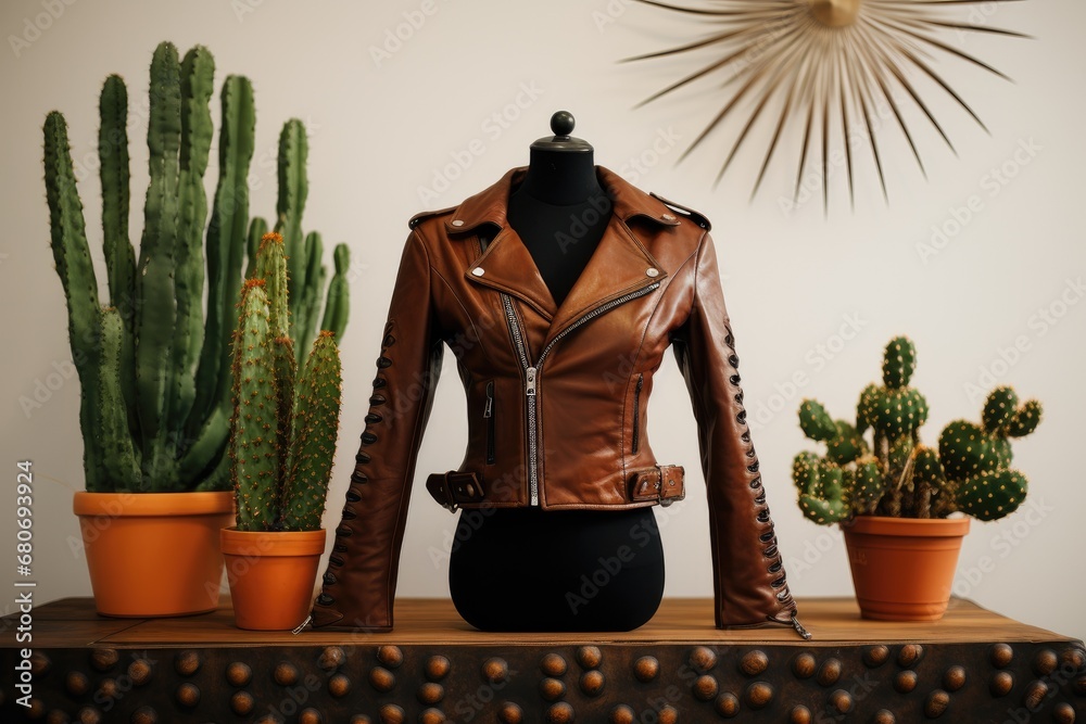 Concept of cactus leather, sustainable vegan alternative to animal ...