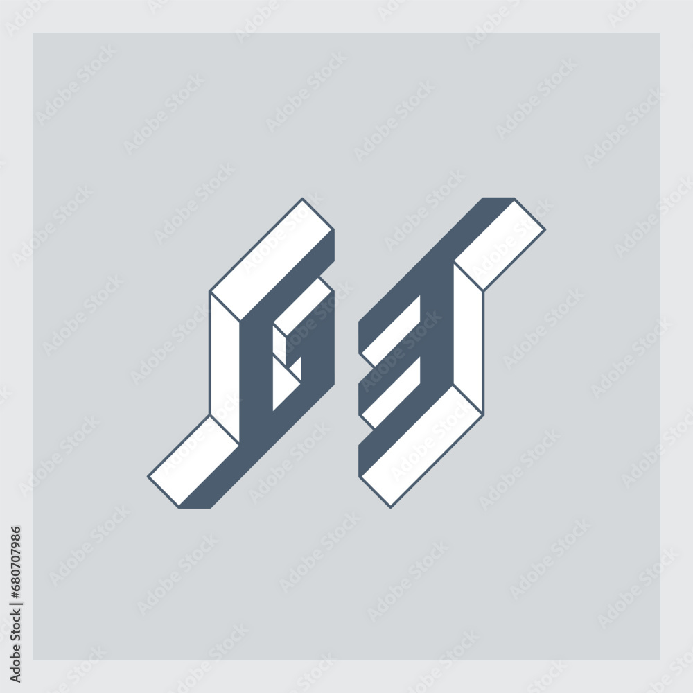 Isometric 3d font for design. Three-dimension letter and number. Letter ...