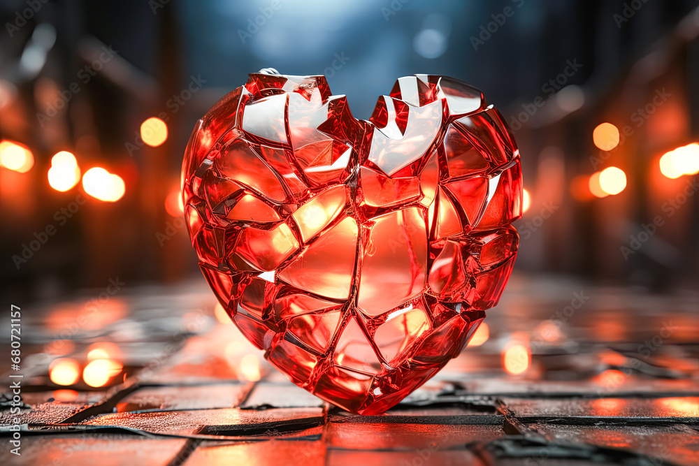 Shattered Emotions, Broken glass heart, a poignant image symbolizing ...