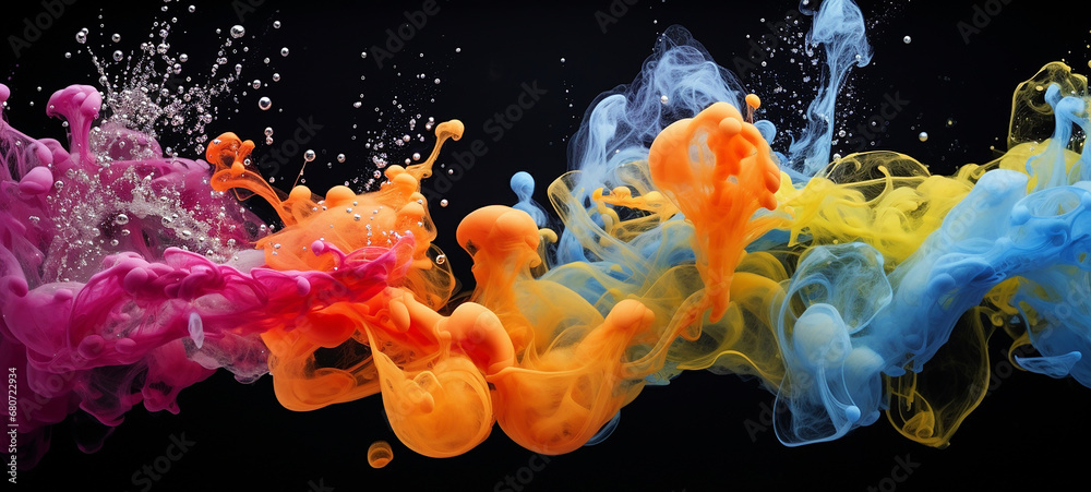 Hyper Realistic Ink Submerging into Water with Black Background Ink ...