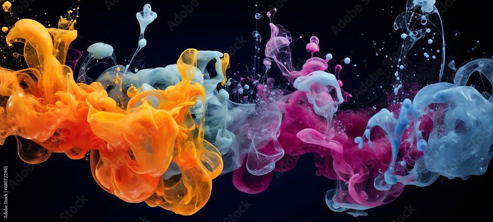 Hyper Realistic Ink Submerging into Water with Black Background Ink ...