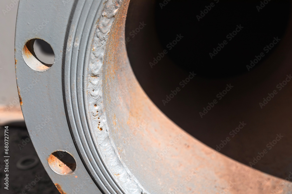 View of porosities in weld metal. Gas inclusion, gas entrapment within ...