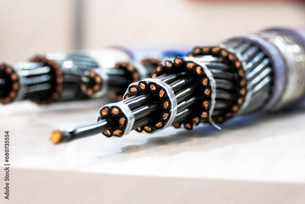 Sample of multi-core cable with protected wires. Stock Photo | Adobe Stock