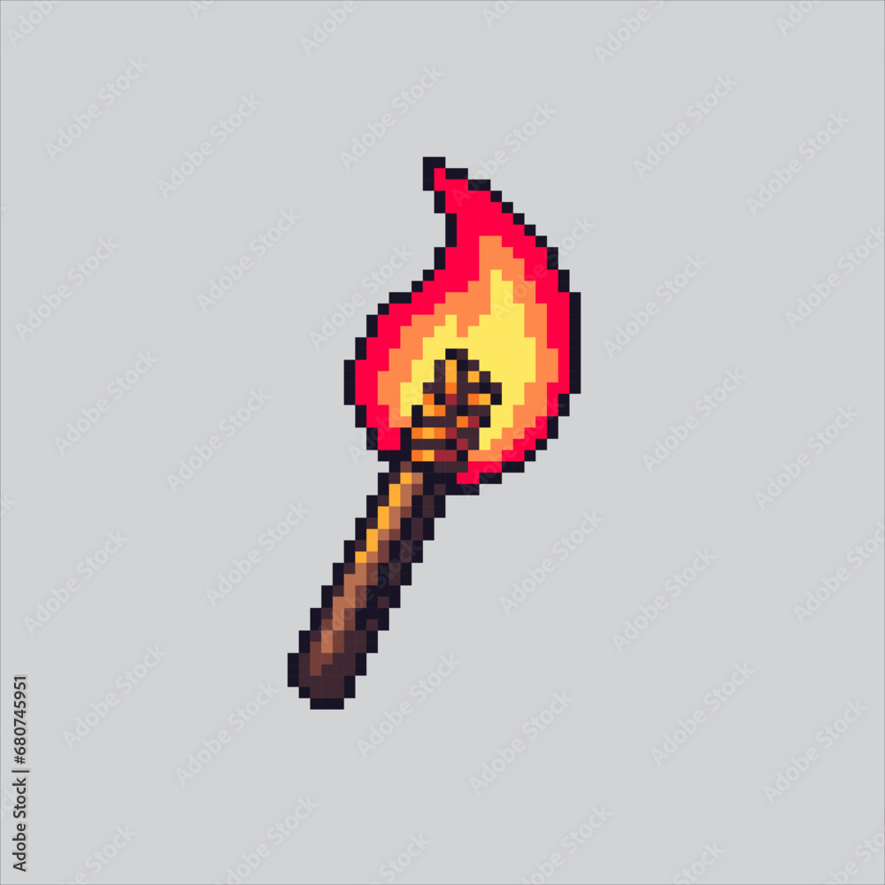 Pixel art illustration Torch. Pixelated Torch. Torch pixelated for the ...