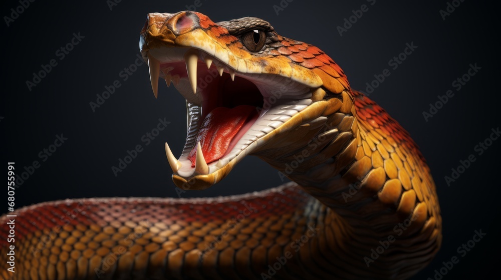 hyper-realistic model of a cobra ready to strike AI generated ...