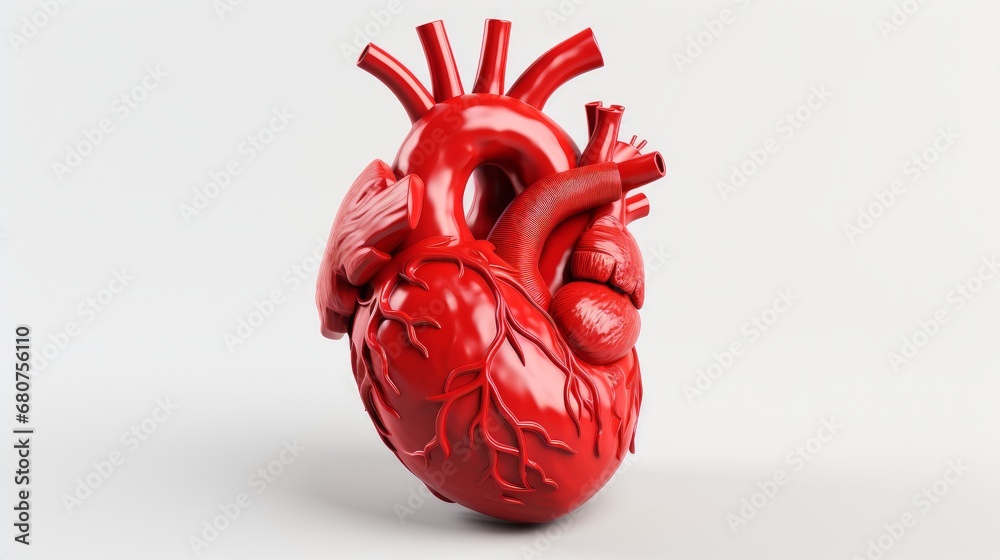 n anatomically correct model of a human heart on a pure white ...