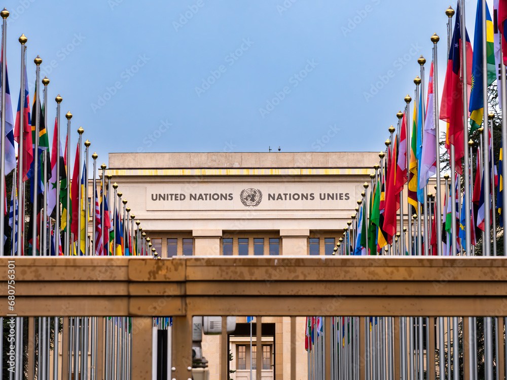 Geneva, Switzerland - November 3, 2023: United Nations Office Geneva or ...