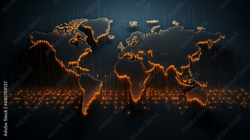 Showcase a world map constructed out of binary code AI generated ...