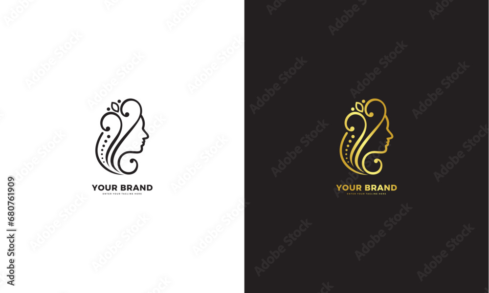 Female beauty crown logo, vector graphic design Stock Vector | Adobe Stock