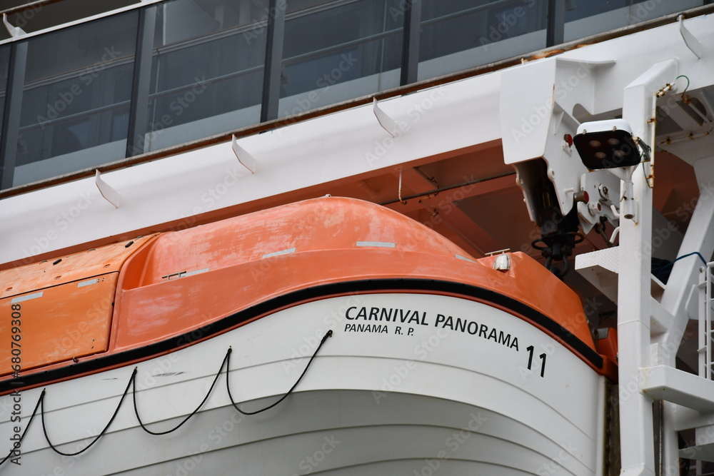 Carnival cruise ship Panorama lifeboat. Stock Photo | Adobe Stock