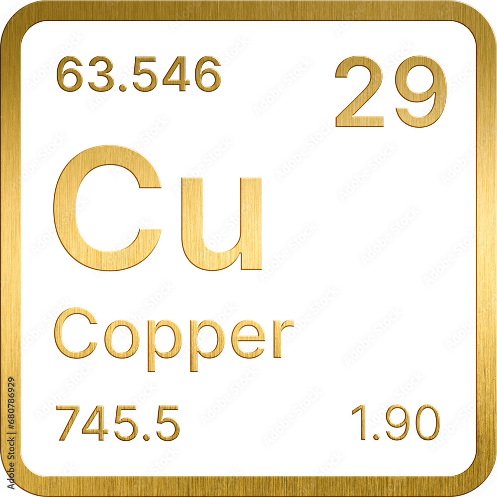 Golden 29. Copper (Cu) Periodic table of the chemical elements foto de ...